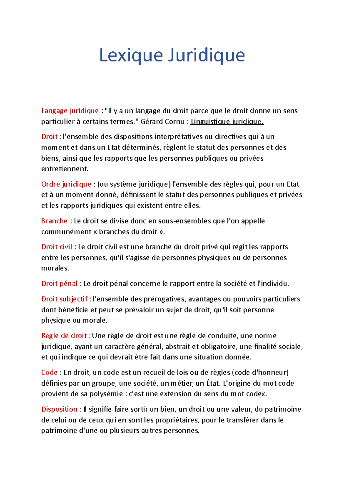 Lexique Juridique - Lexique Juridique Langage juridique : "Il y a un ...