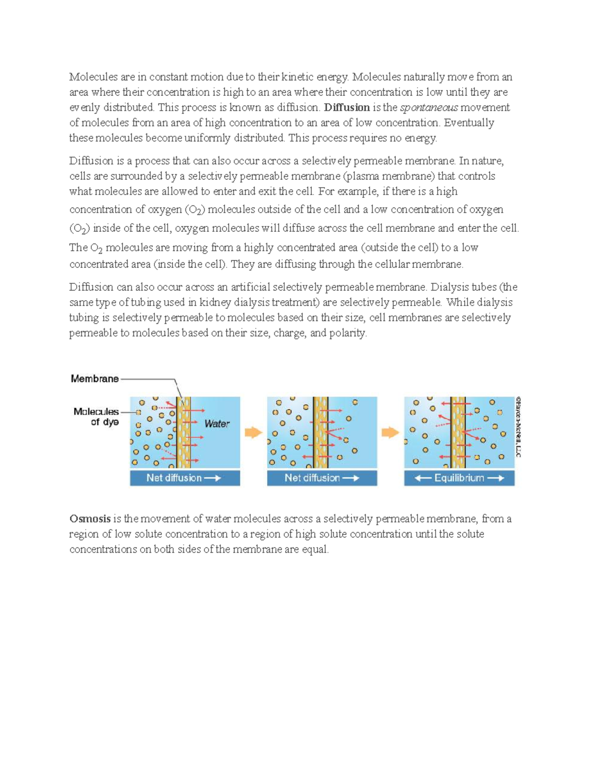 Diffusion and Osmosis Reading - Molecules are in constant motion due to ...