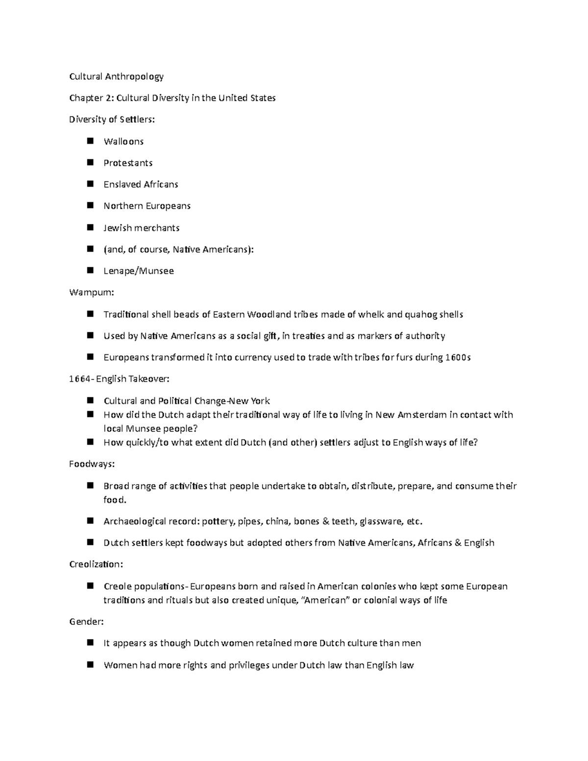 Chapter 2 Notes - Cultural Anthropology Chapter 2: Cultural Diversity ...