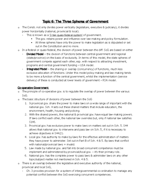 Topic 1 Constitutionalism notes - Constitutional Law Semester 1 Notes ...