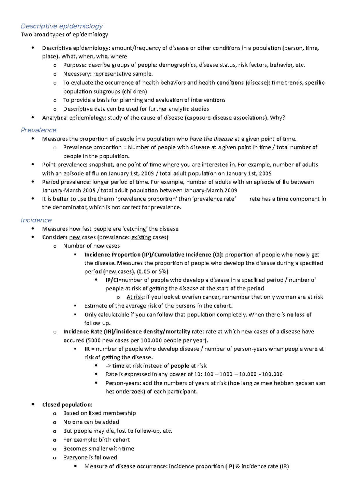 Aantekeningen Kennisclips HNH 24806 Descriptive Epidemiology Two aantekeningen-kennisclips-hnh-24806-descriptive-epidemiology-two