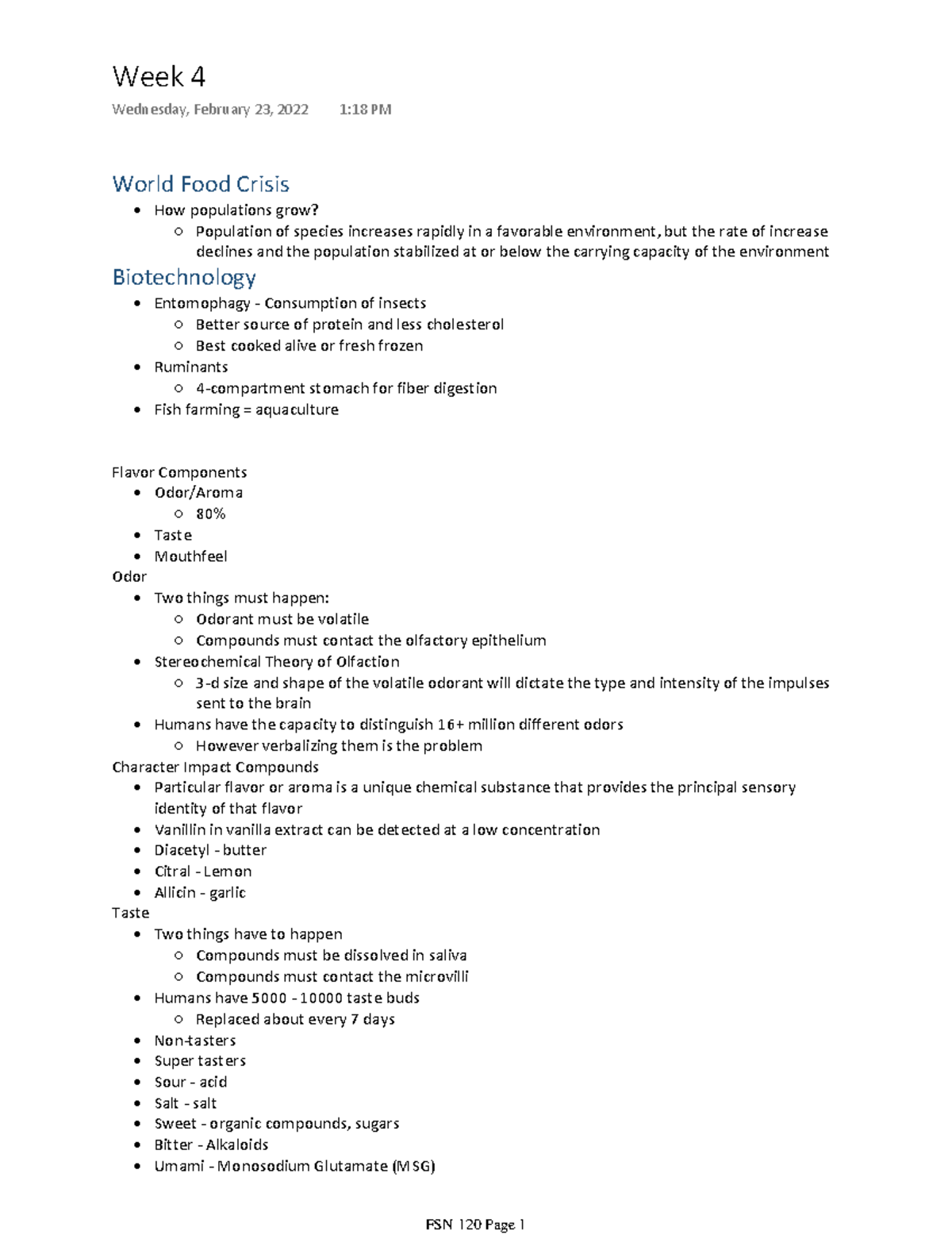 Introduction to Food Science Week 3 - World Food Crisis How populations ...
