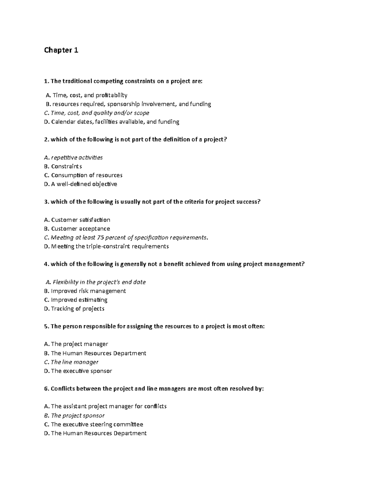 Mid-Semester Guideline - Chapter 1 1. The traditional competing ...