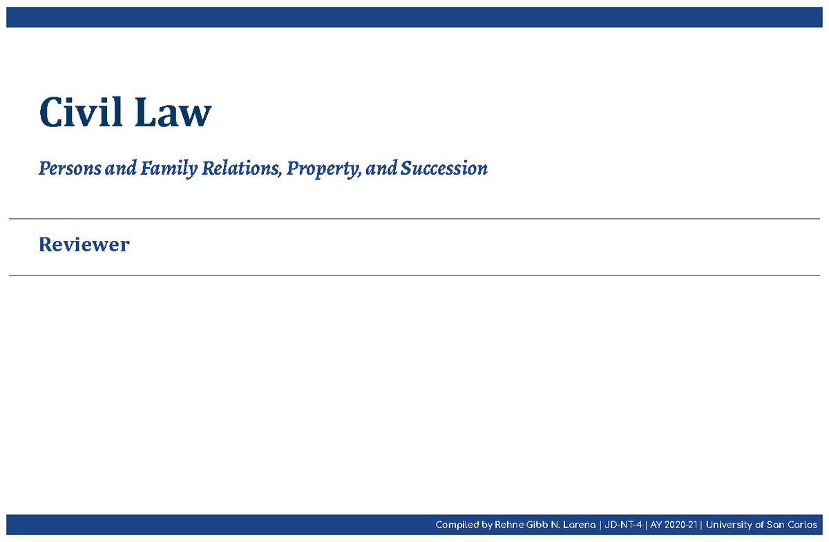 03 CIV Civil Law Reviewer 1 - Civil Law Persons and Family Relations ...