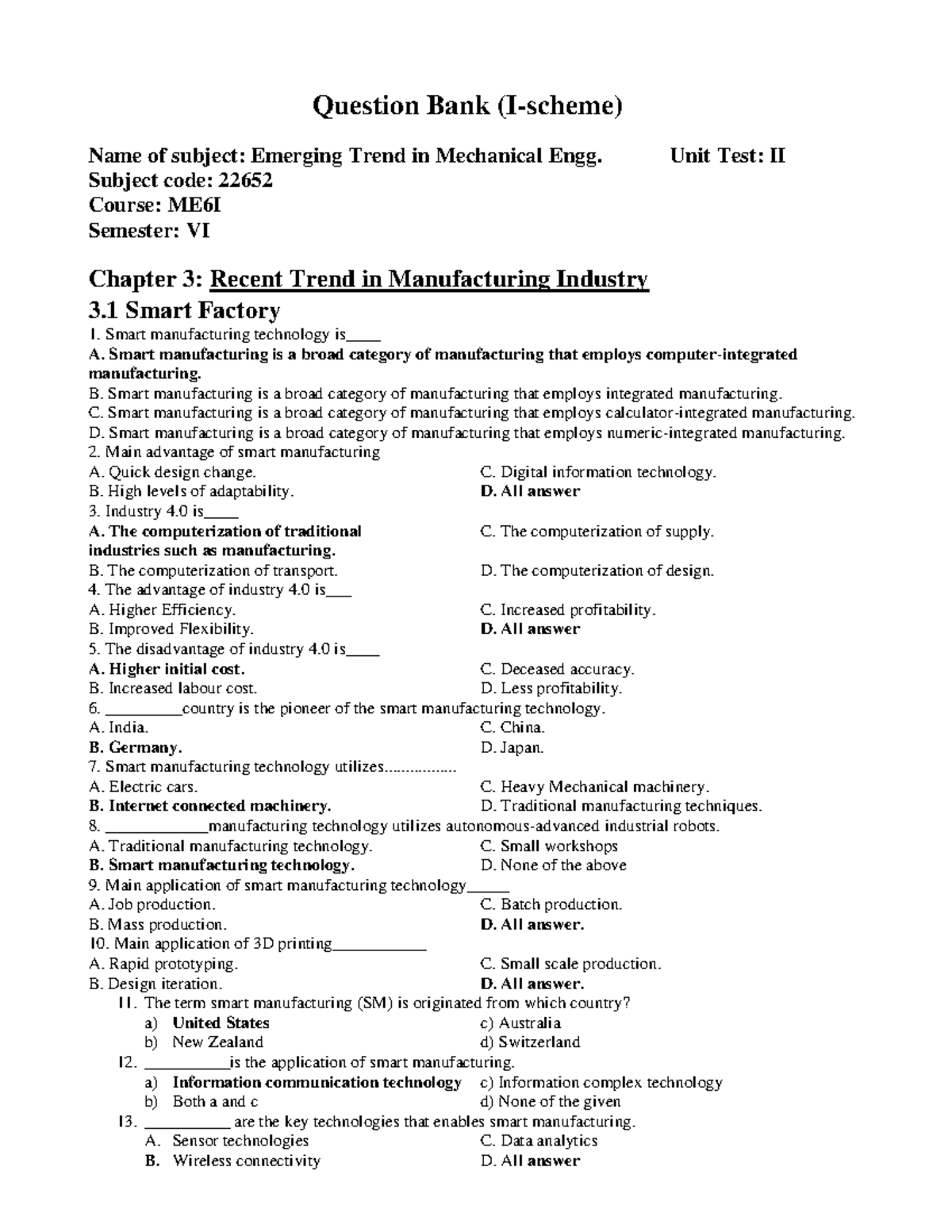 QB ETM ME6I 22652 UT 2 110423 - Question Bank (I-scheme) Name of ...