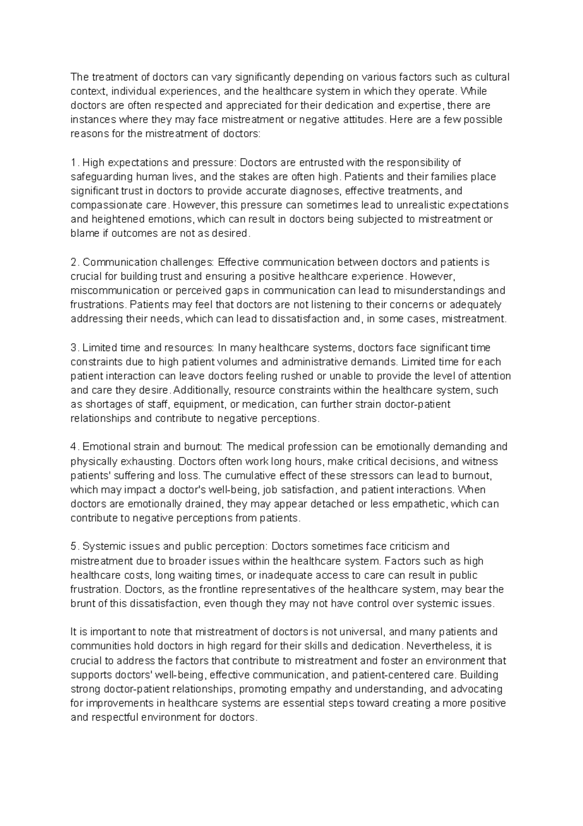 Untitled document - why do docters get treated badly in nhs - The ...