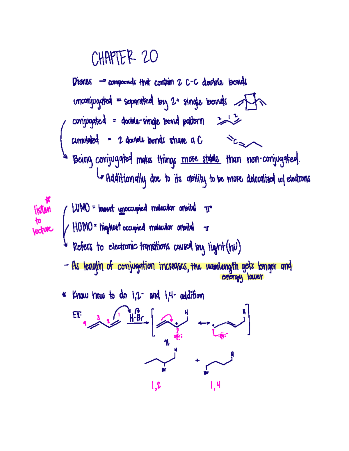 CH 20 - Rewritten Ch 20 Notes - ####### CHAPTER 20 Dienes ...