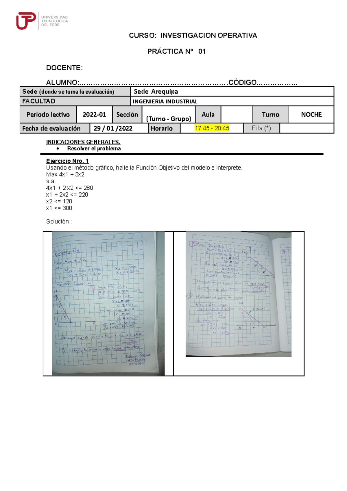 Practica 1 Investigacion Operativa - CURSO: INVESTIGACION OPERATIVA ...