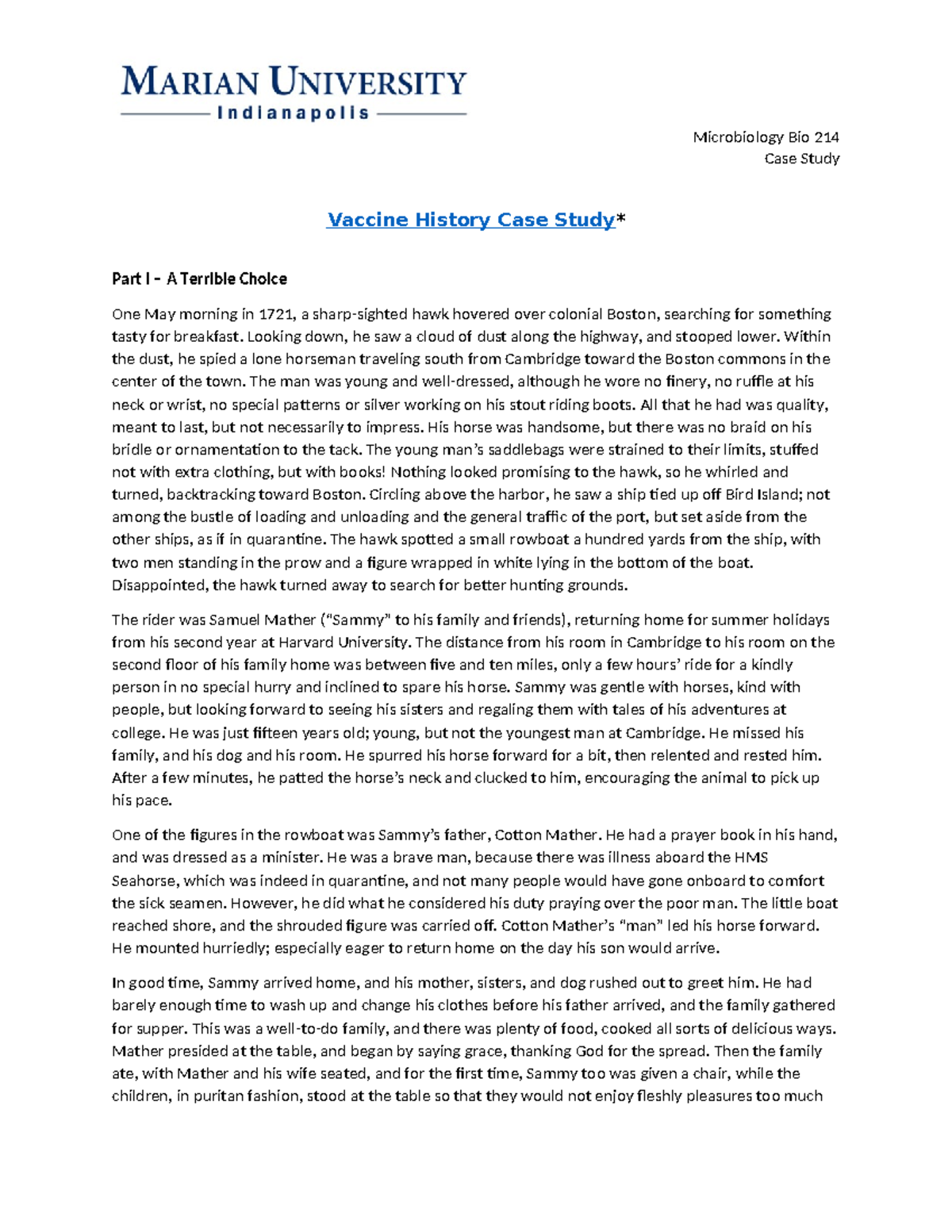 BIO 214-Vaccine History Case Study - Case Study Vaccine History Case ...
