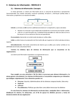 Resumen 2 Parcial Sistemas de Informacion - Módulo 3: Los sistemas de informacion son sistemas ...