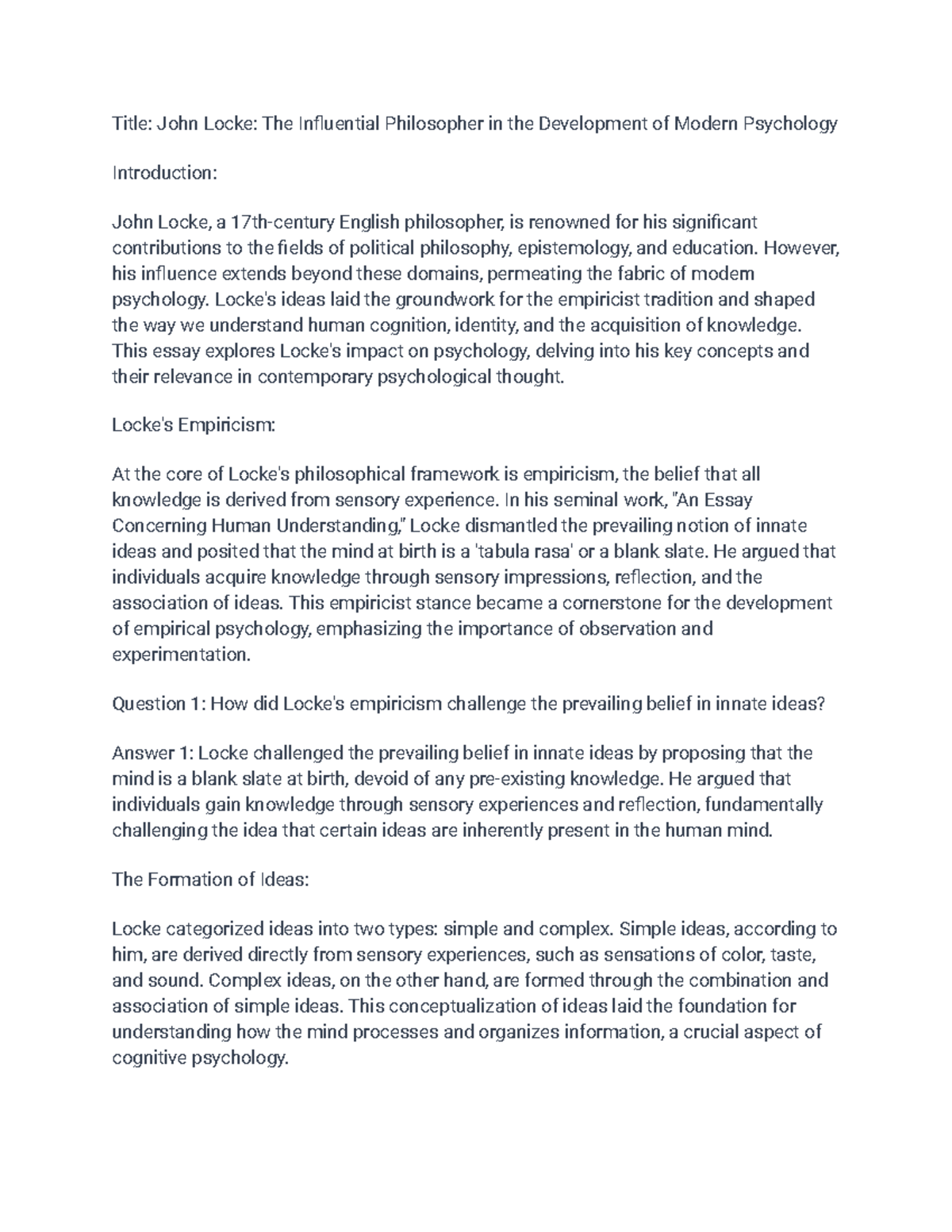 John Locke The Influential Philosopher in the Development of Modern ...