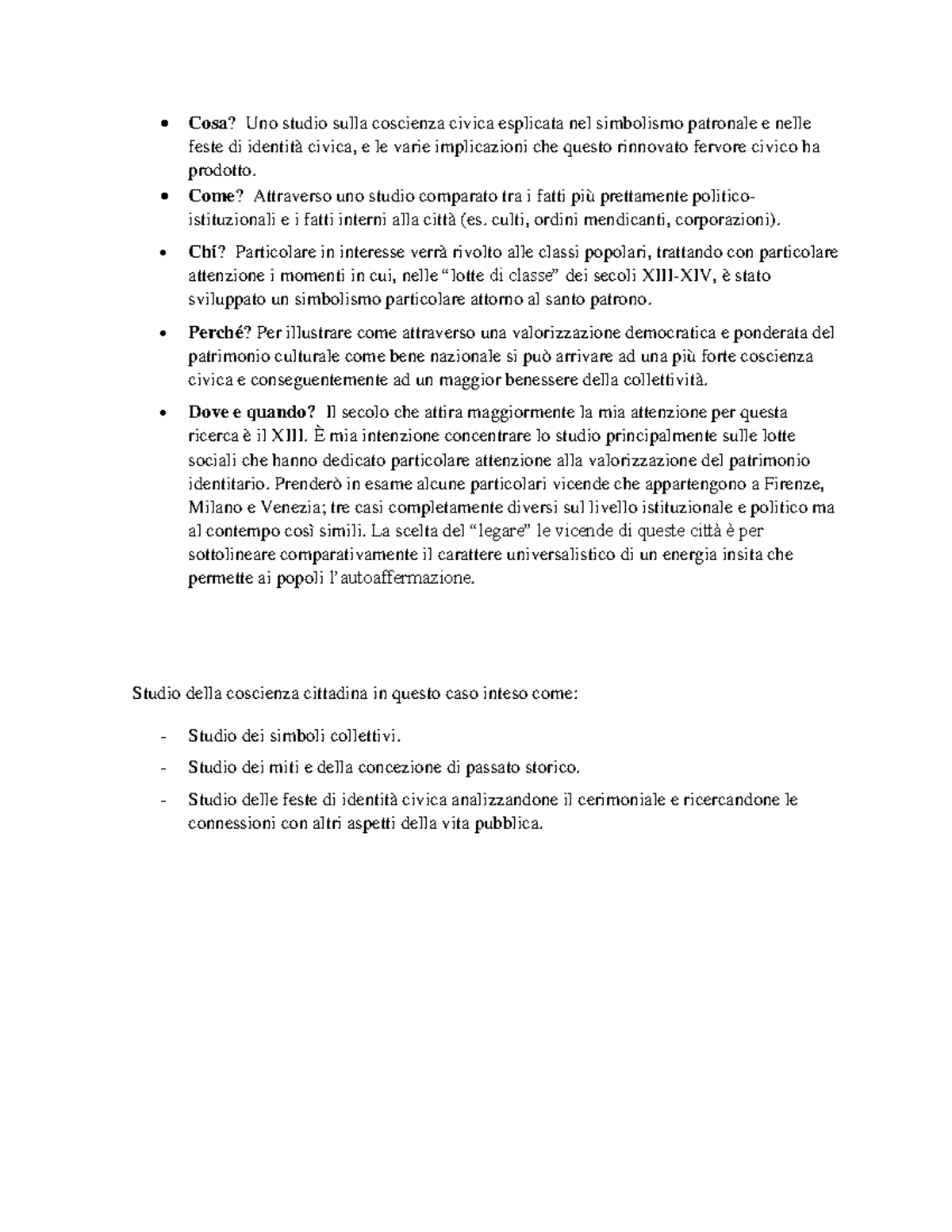 Scaletta provvisoria tesi - Cosa? Uno studio sulla coscienza civica ...