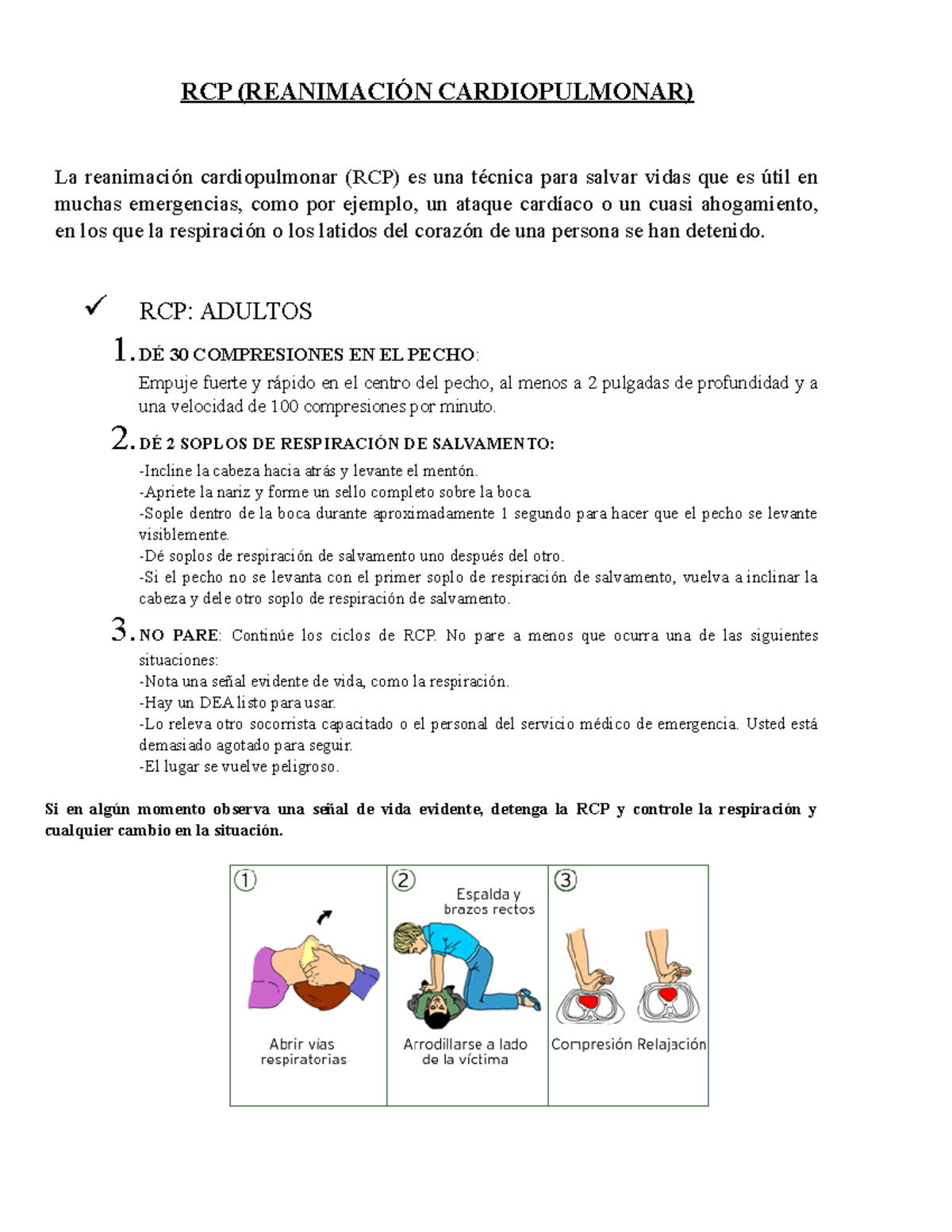 RCP - RCP: ADULTOS 1. DÉ 30 COMPRESIONES EN EL PECHO : Empuje fuerte y ...