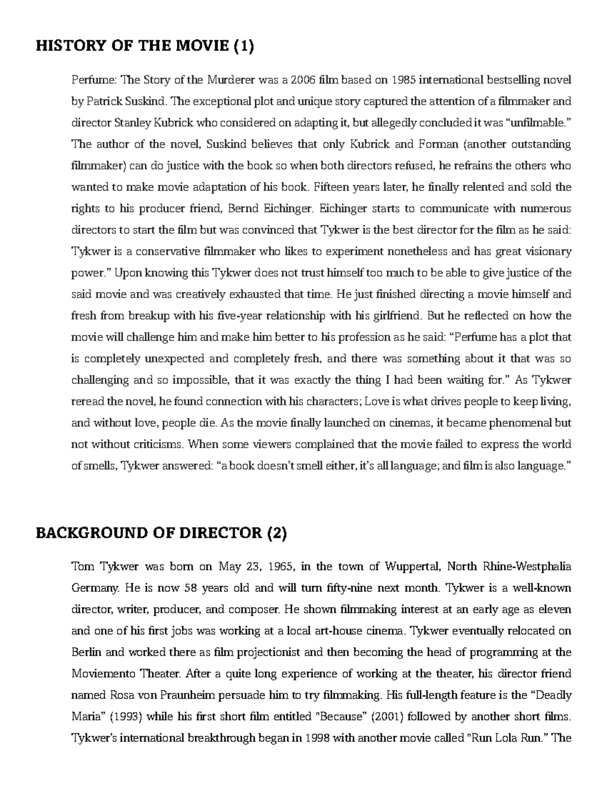Movie Critique OF Perfume - HISTORY OF THE MOVIE (1) Perfume: The Story ...