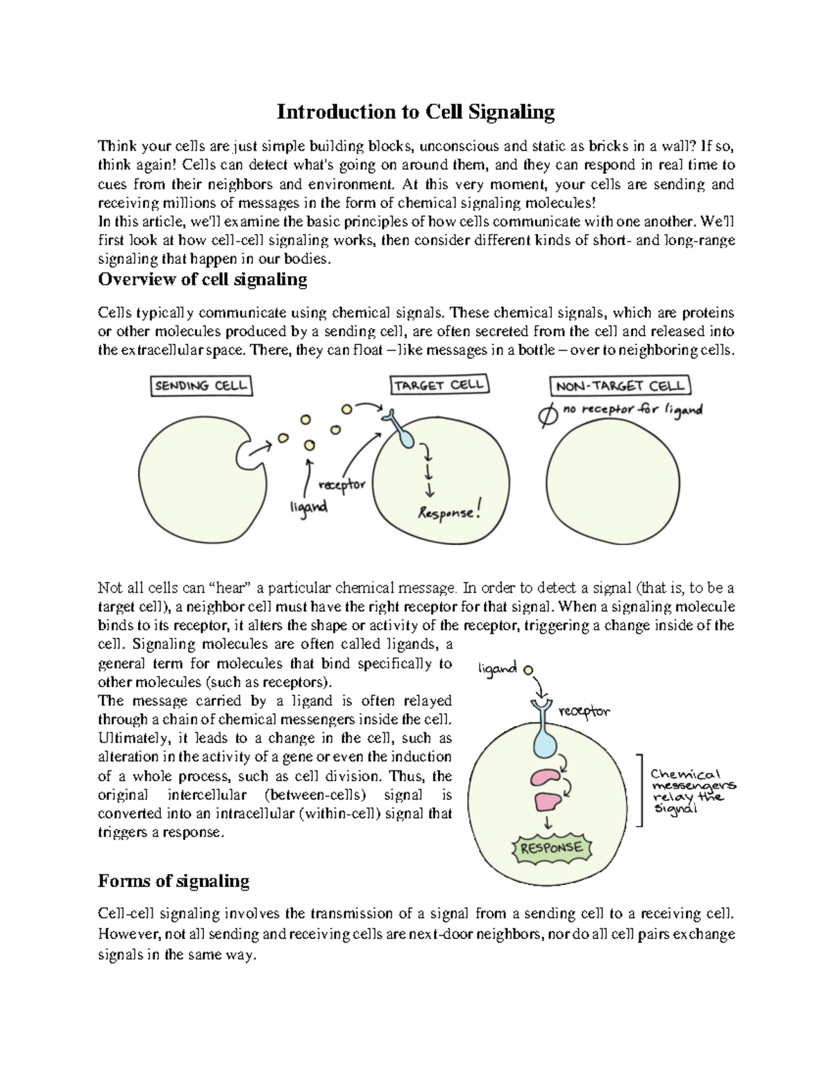 Introduction to Cell Signaling - At this very moment, your cells are ...