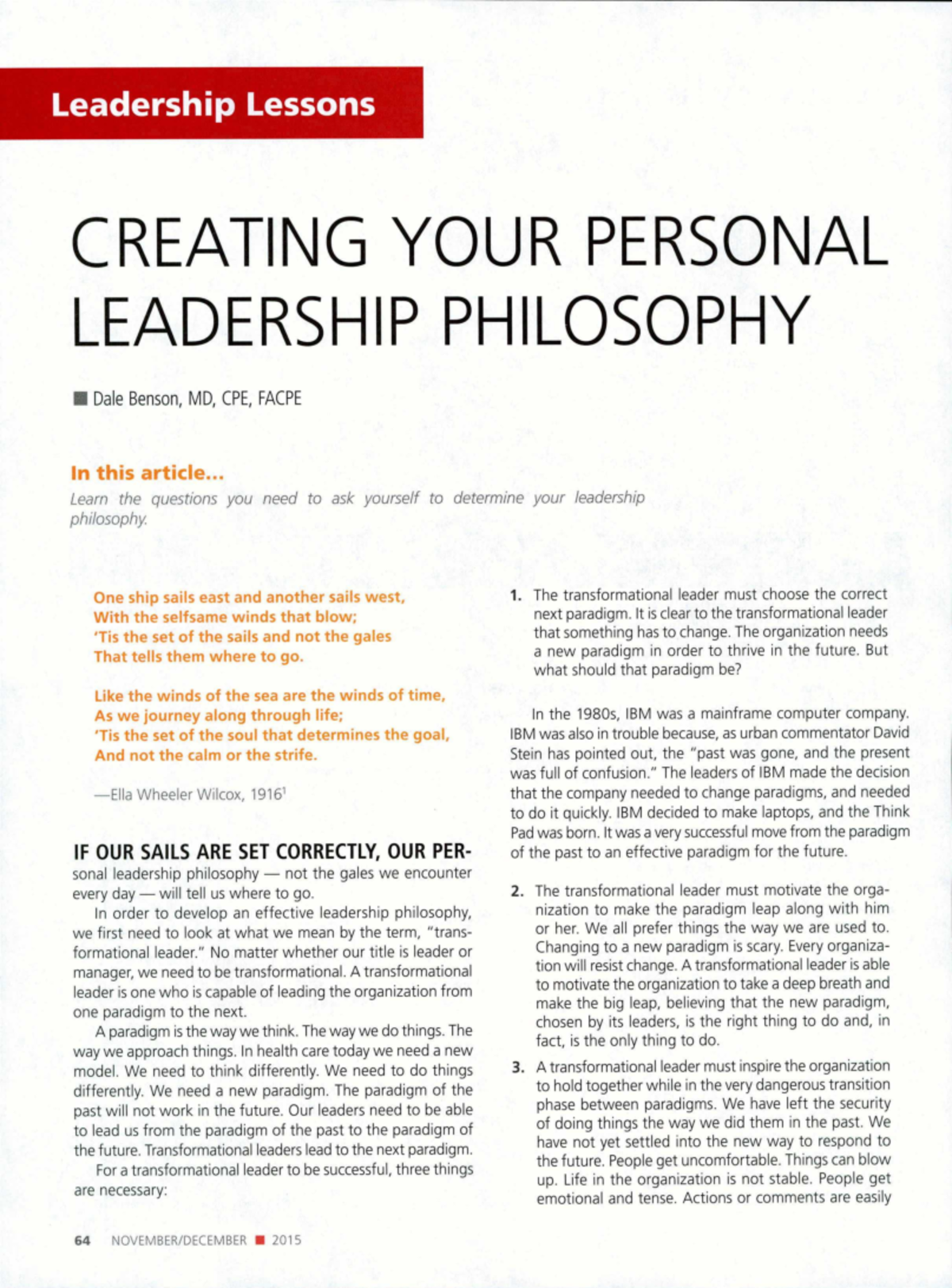 Creating Your Personal Leadership Philosophy - Leadership Lessons ...