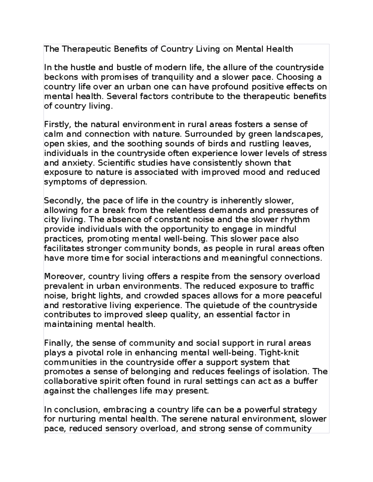 Country mental health - wertyui - The Therapeutic Benefits of Country ...