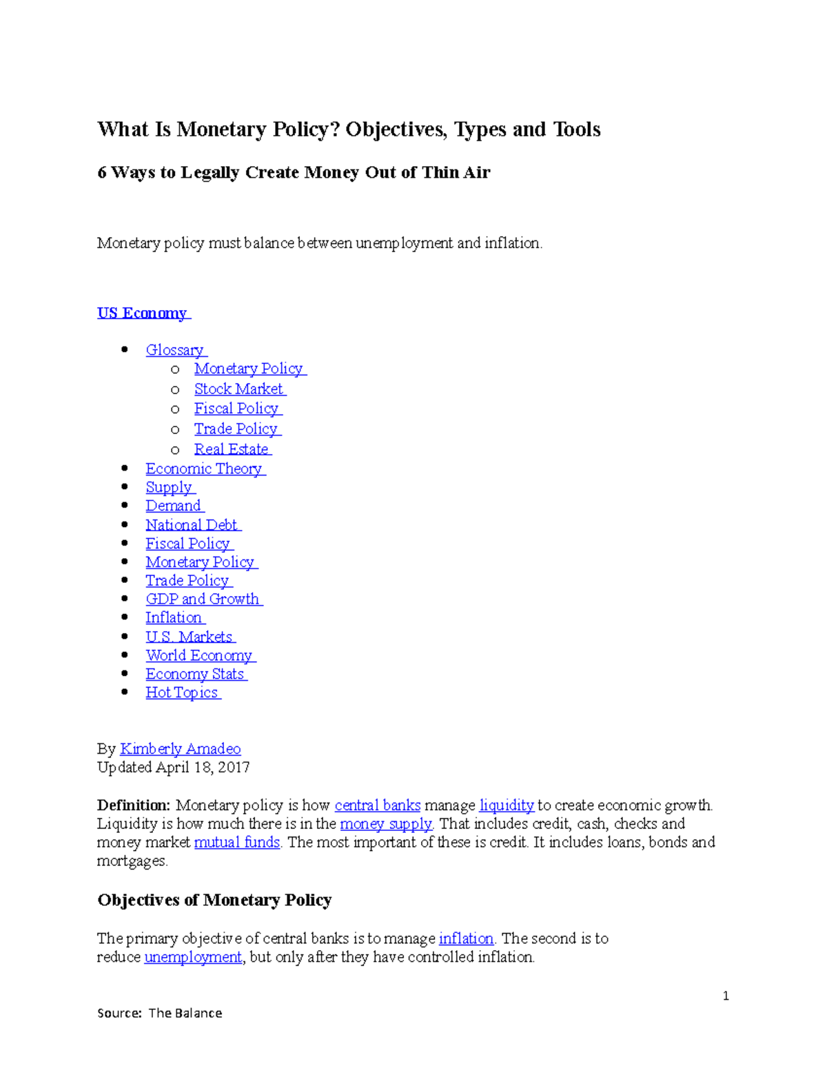 What Is Monetary Policy - Definition Expanded - What Is Monetary Policy ...