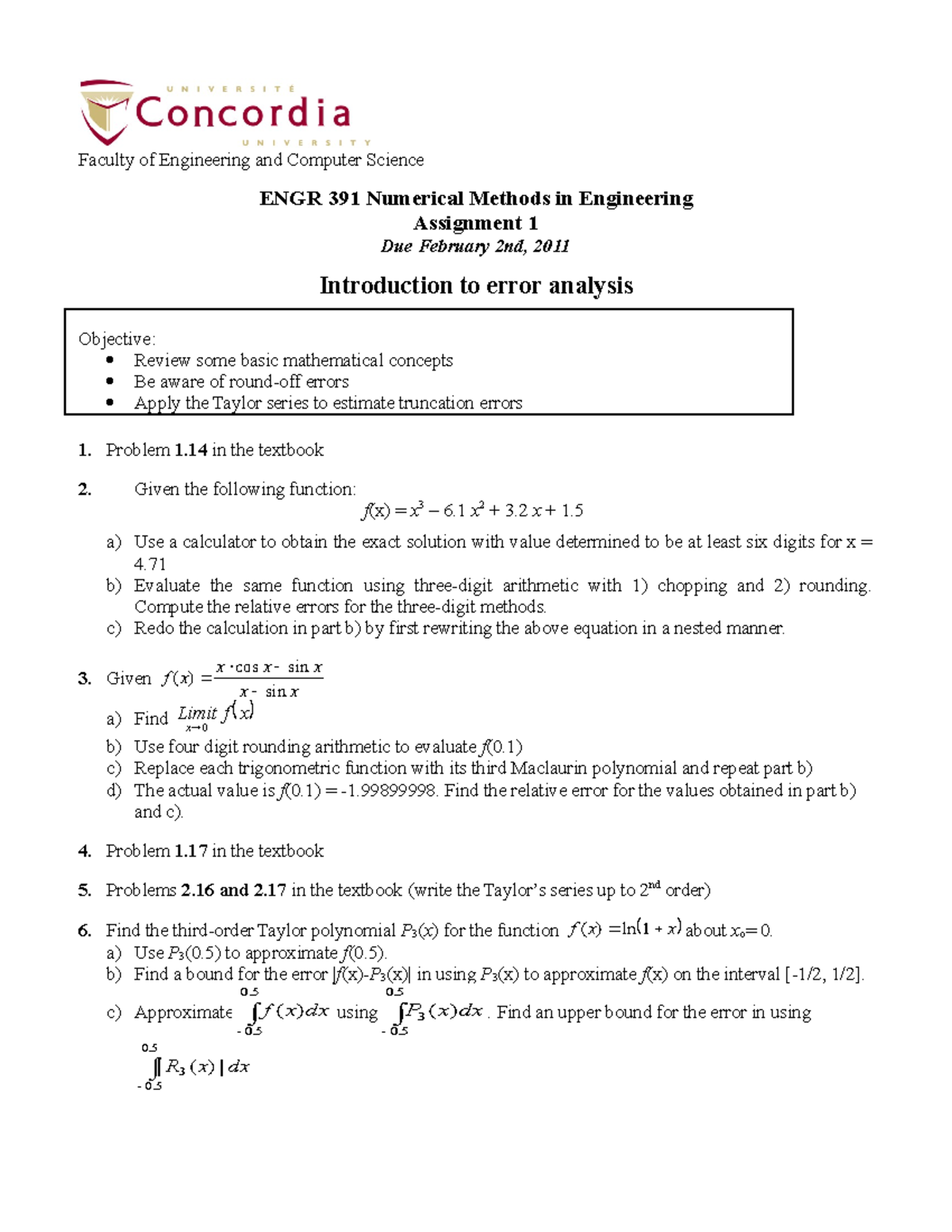 Seminar assignments - assignment 1 - Faculty of Engineering and Computer Science ENGR 391 ...