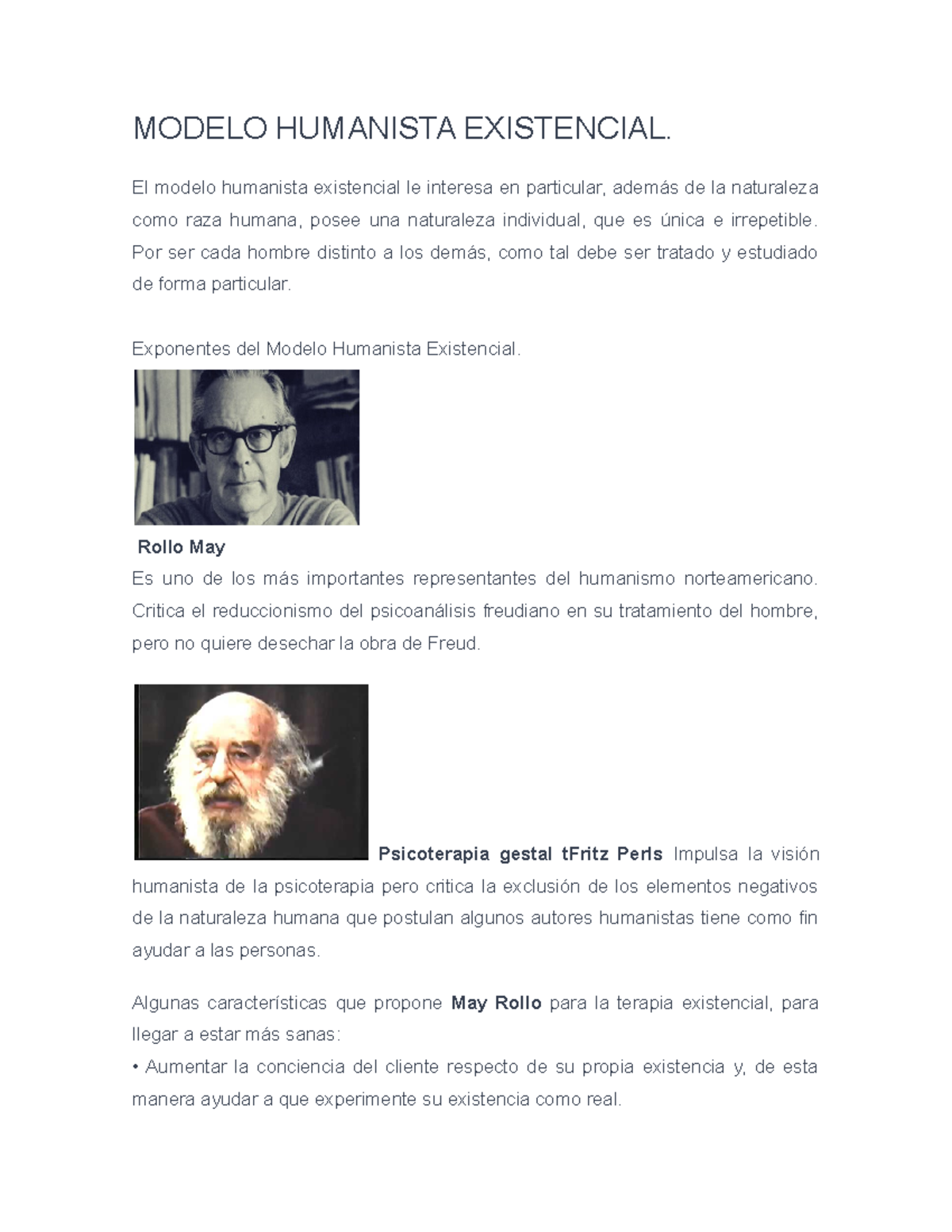 El modelo humanista - MODELO HUMANISTA EXISTENCIAL. El modelo humanista ...