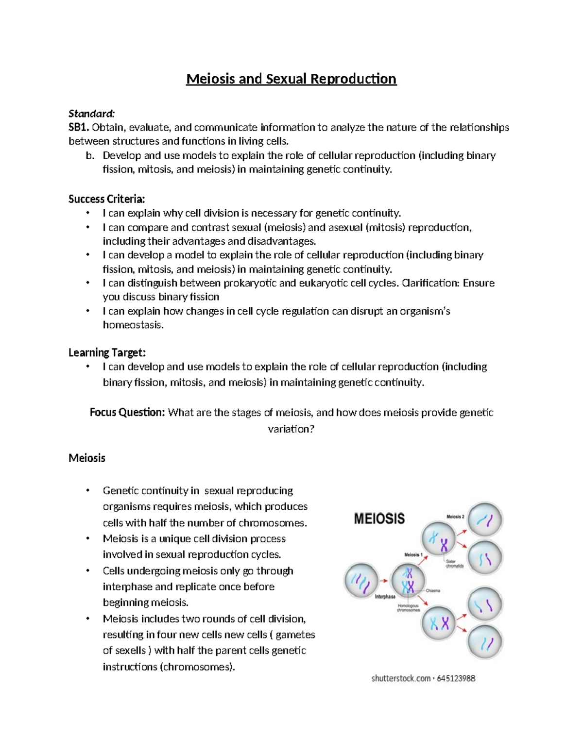 Meiosis and Sexual Reproduction Guided Notes 2 copy copy - Meiosis and ...