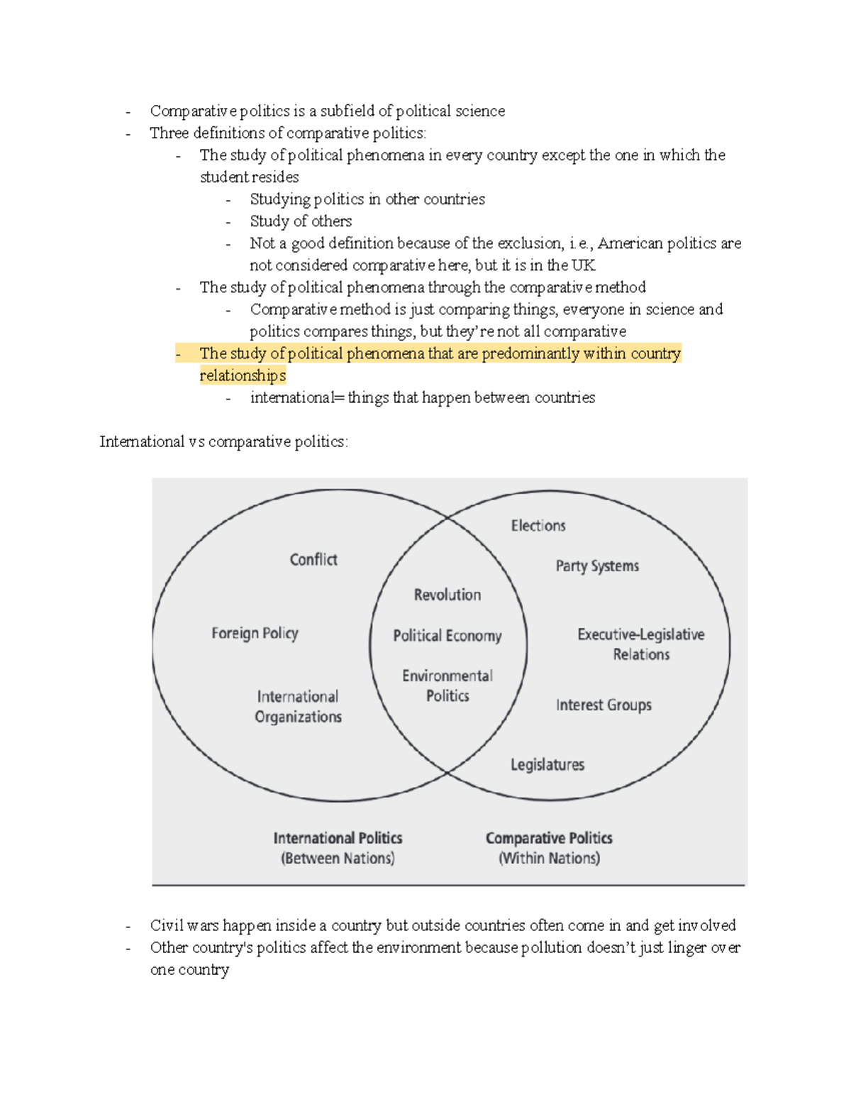 Ch. 1 What is compartative politics - Comparative politics is a ...