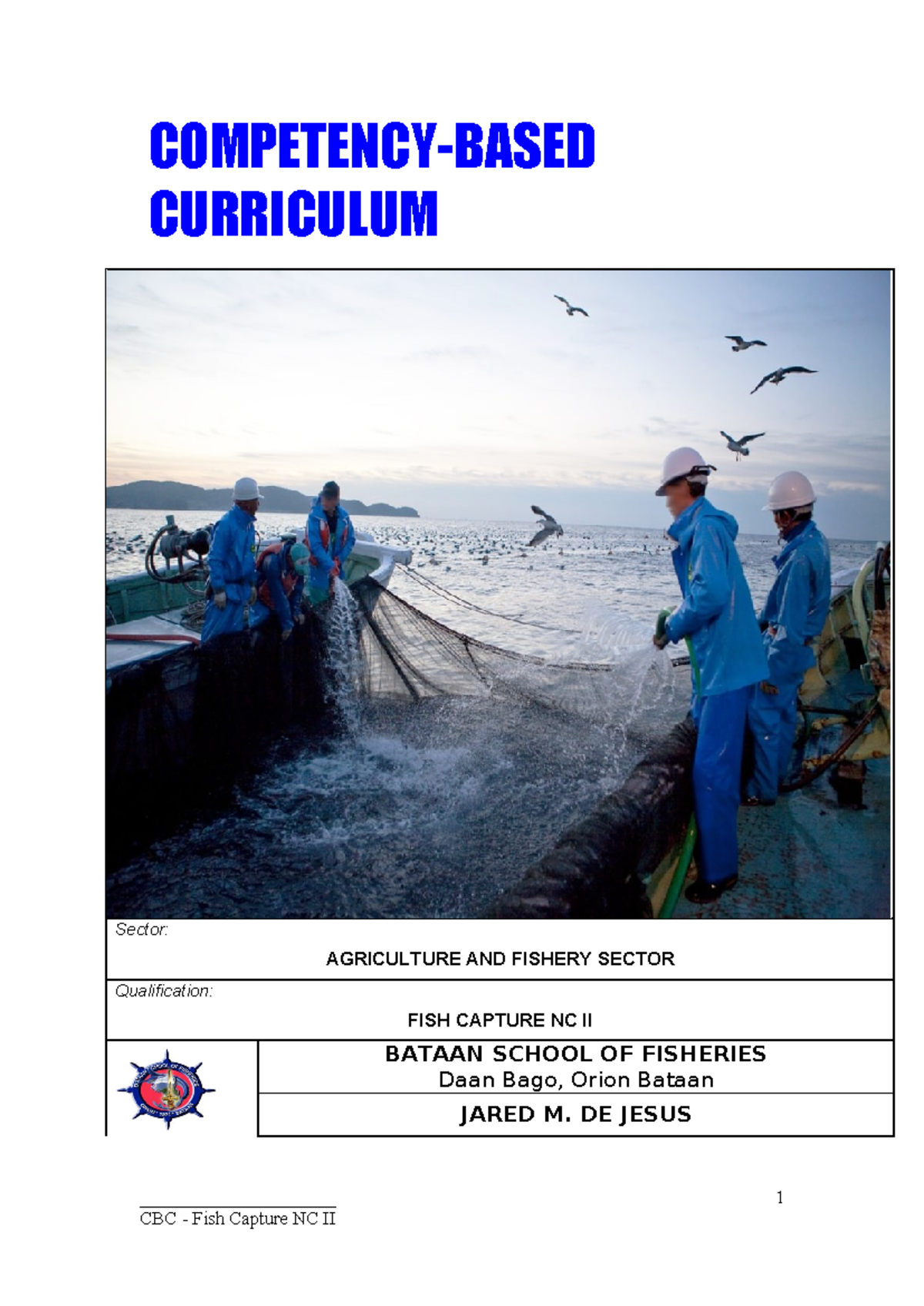 CBC-FISH Capture -Jared - COMPETENCY-BASED CURRICULUM Sector ...