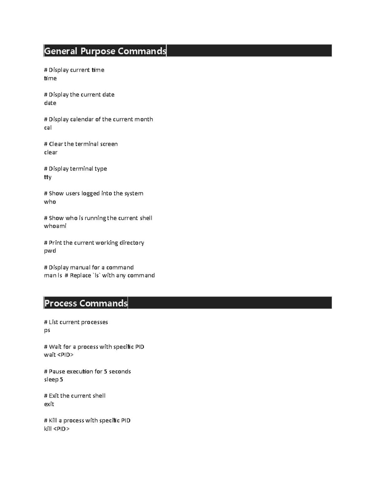 Osy Programs Practical Questions General Purpose Commands Display