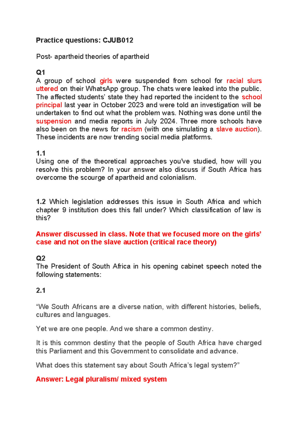 Practice questions Cjub012 02 august 2024 - Practice questions: CJUB ...