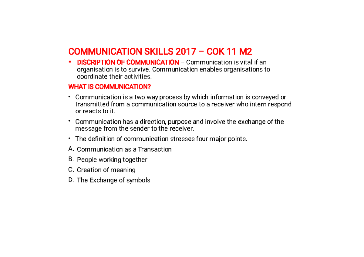 COMM Skills 2017 [ Notes](1)-1 - COMMUNICATION SKILLS 2017 – COK 11 M 2 ...
