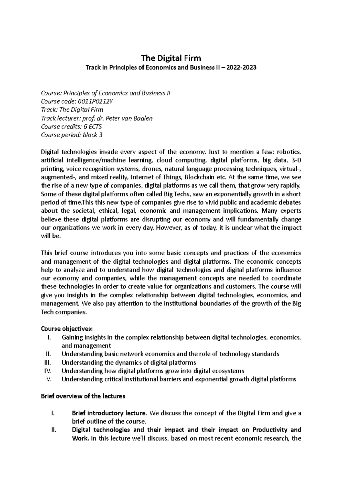 Course outline 2022-2023 - The Digital Firm - The Digital Firm Track in ...