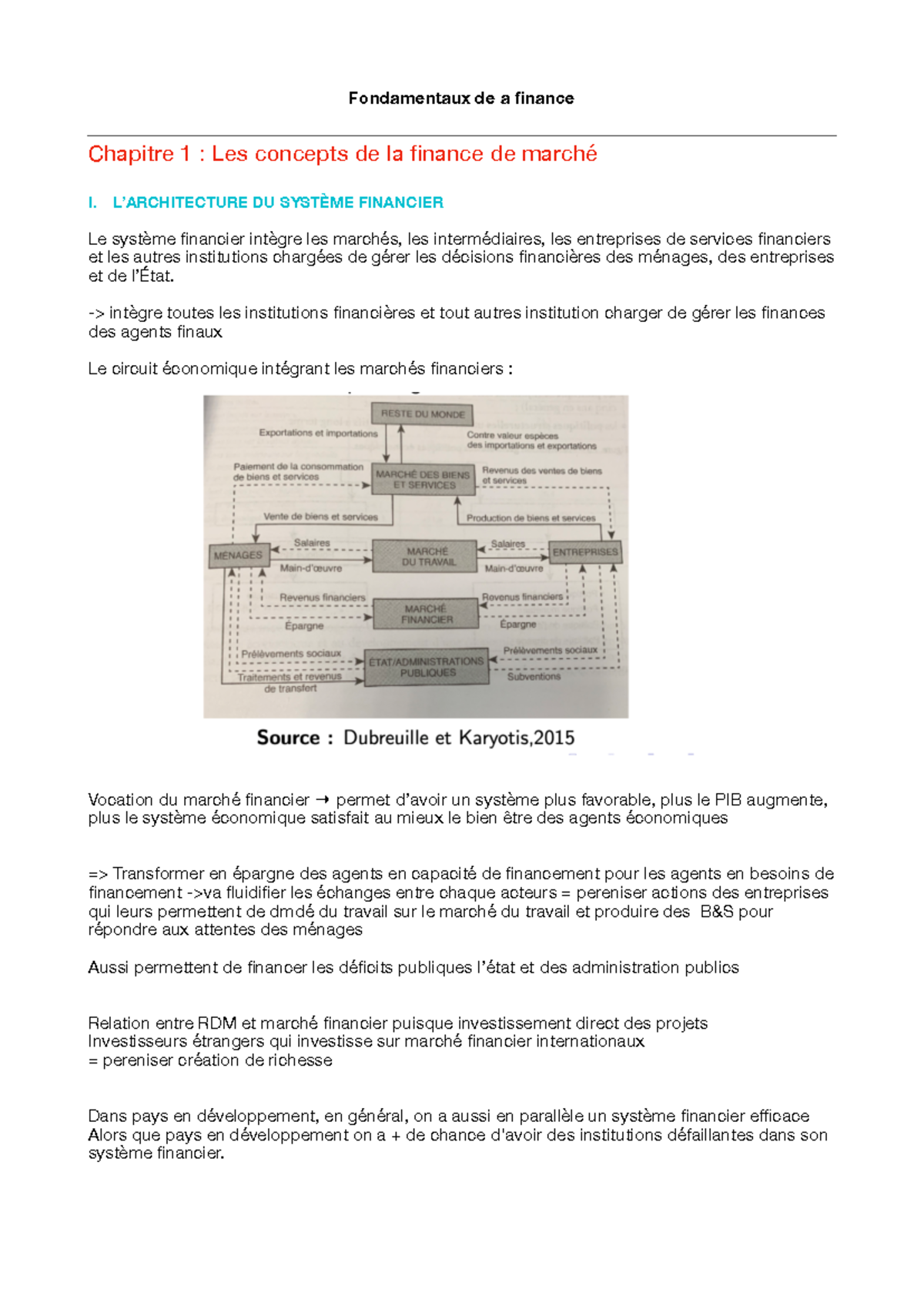 Chap 1 - Chapitre 1 - Fondamentaux de a finance Chapitre 1 : Les ...