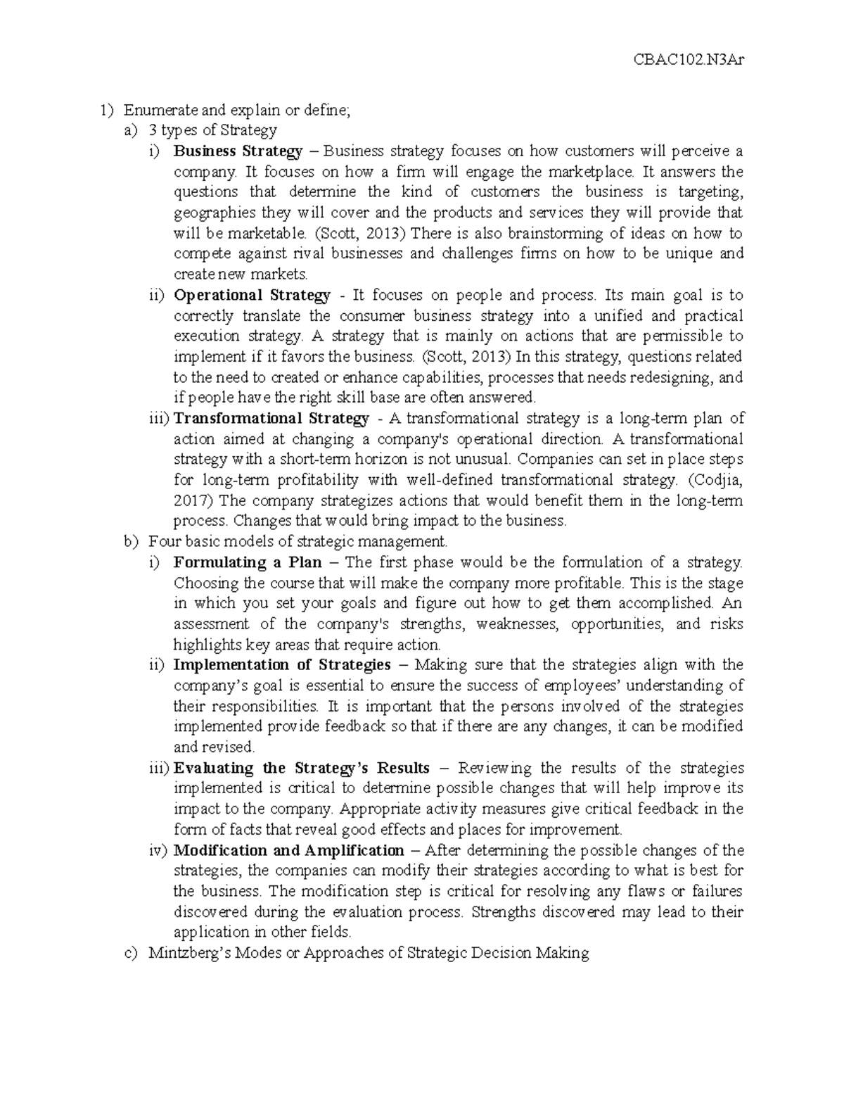 1st Homework (Types of Strategy, Basic Models and Characteristics of ...