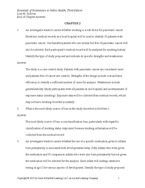 M02 KEY Lab Study Designs - Module 2: Study Designs Lab KEY EPBI 2219 Identify the following as ...