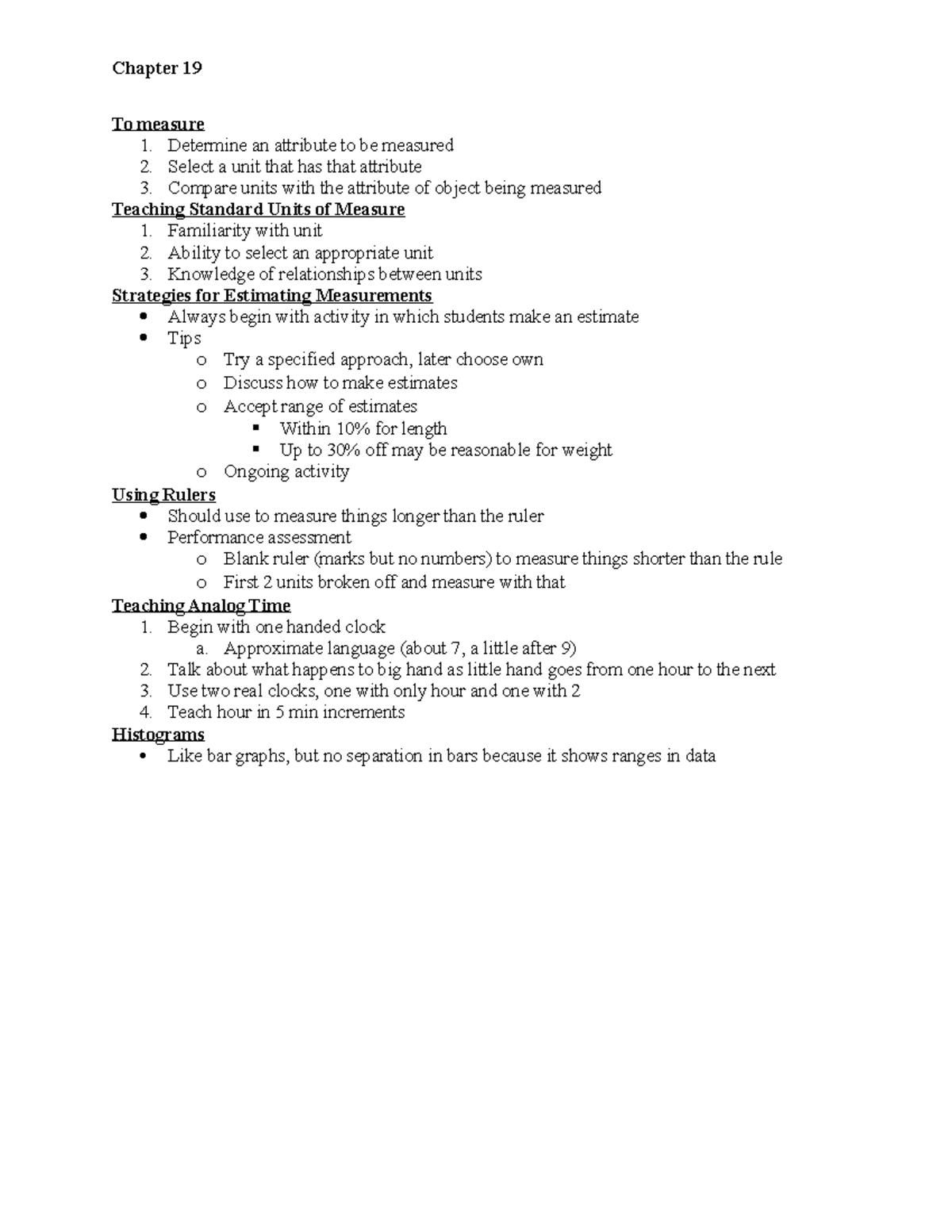 Chapter 19 - notes - Chapter 19 To measure 1. Determine an attribute to ...