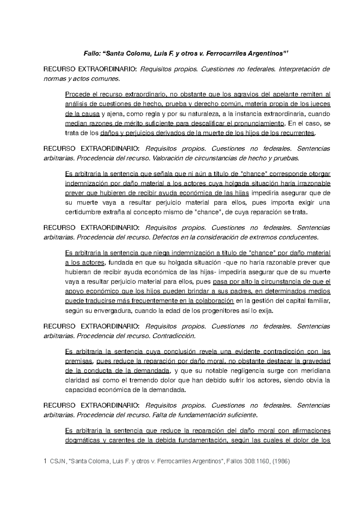 Fallo “Santa Coloma, Luis F - y otros v. Ferrocarriles Argentinos” 1 ...
