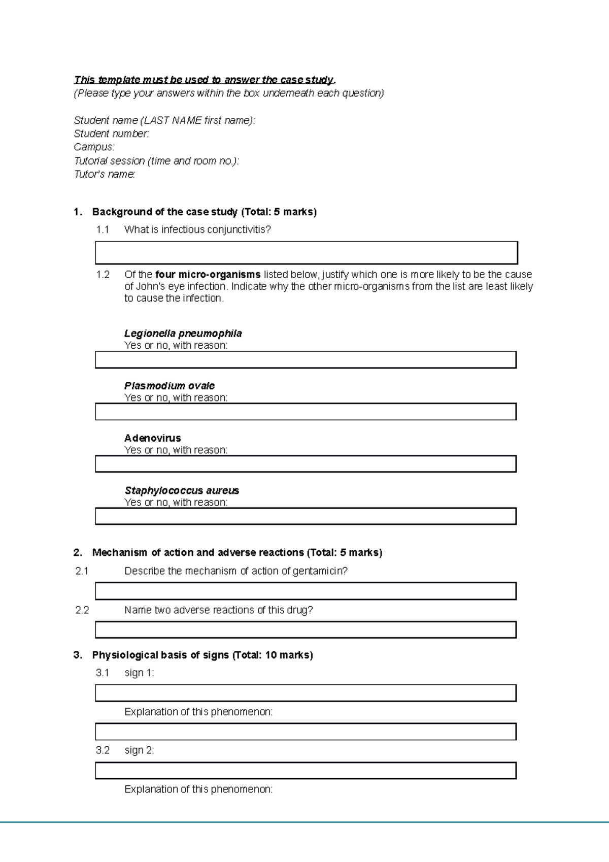 Case Study Template(3) (1) - This template must be used to answer the ...