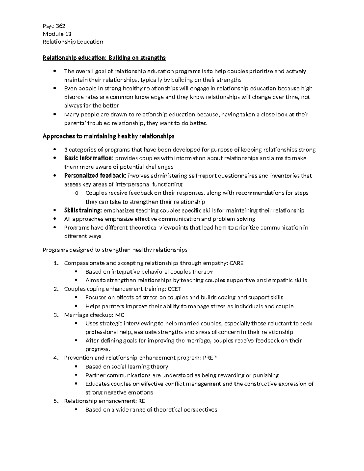 Module 13 -Relationship Education - Module 13 Relationship Education ...