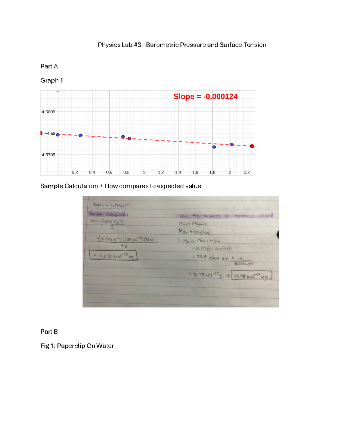 Physics Lab #3 - Barometric Pressure and Surface Tension - Phys*1080 ...