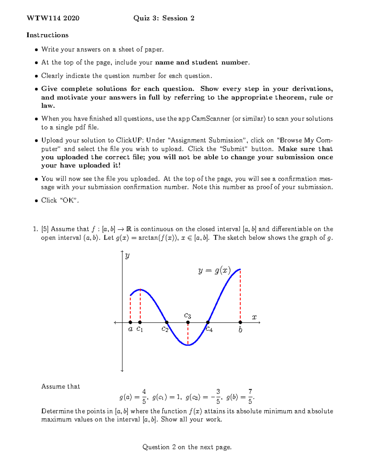 WTW 114 Quiz 3 Session 2 - WTW114 2020 Quiz 3: Session 2 Instructions ...