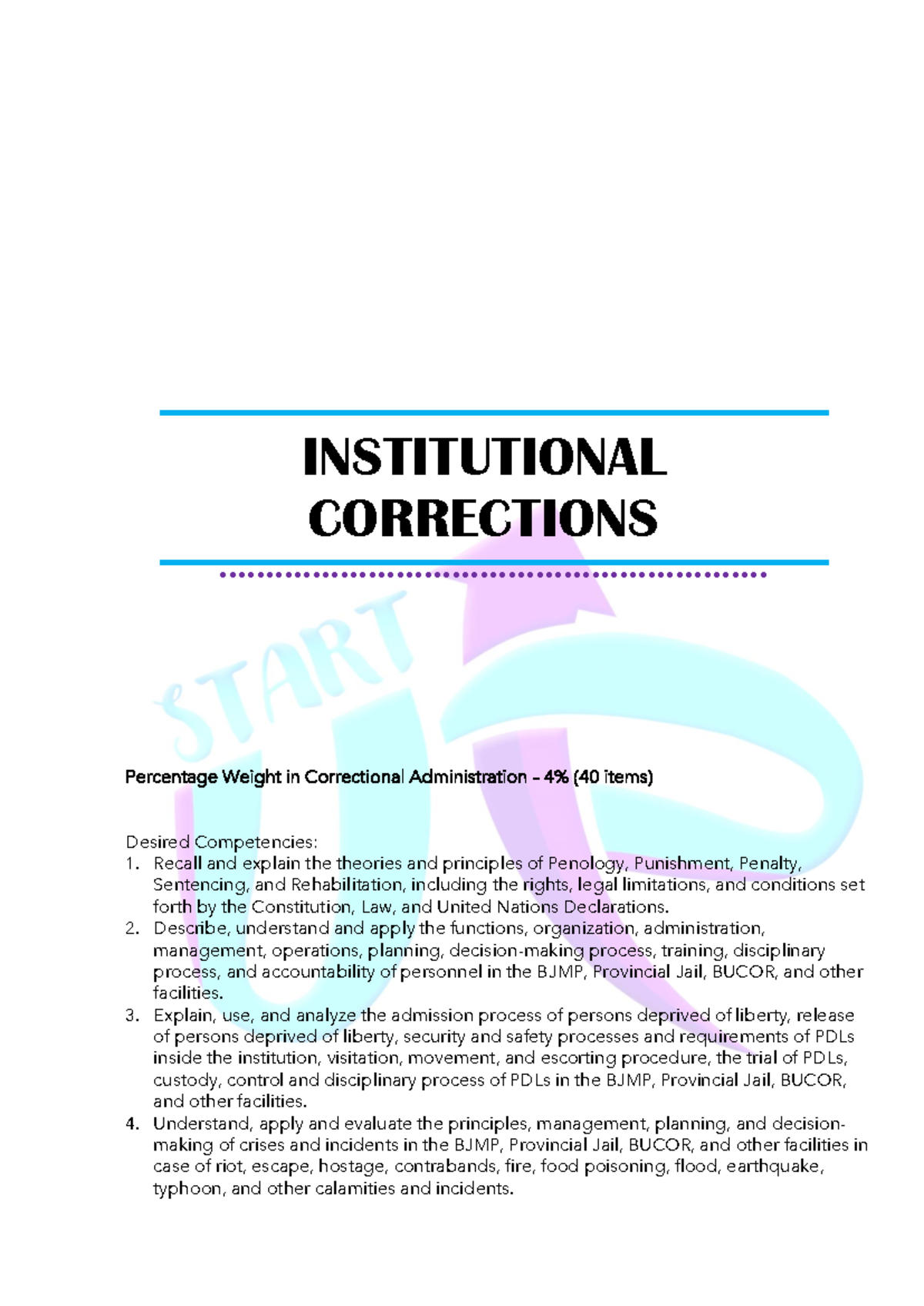 INSTITUTIONAL CORRECTION - INSTITUTIONAL CORRECTIONS Percentage Weight ...
