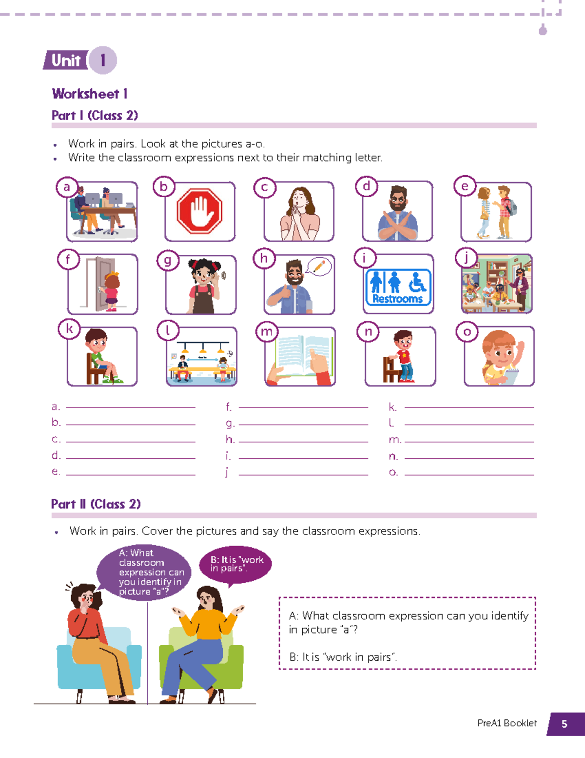 Unit 1 - Hello, my name is - a a a a a a a a a a a a Worksheet 1 Part I ...