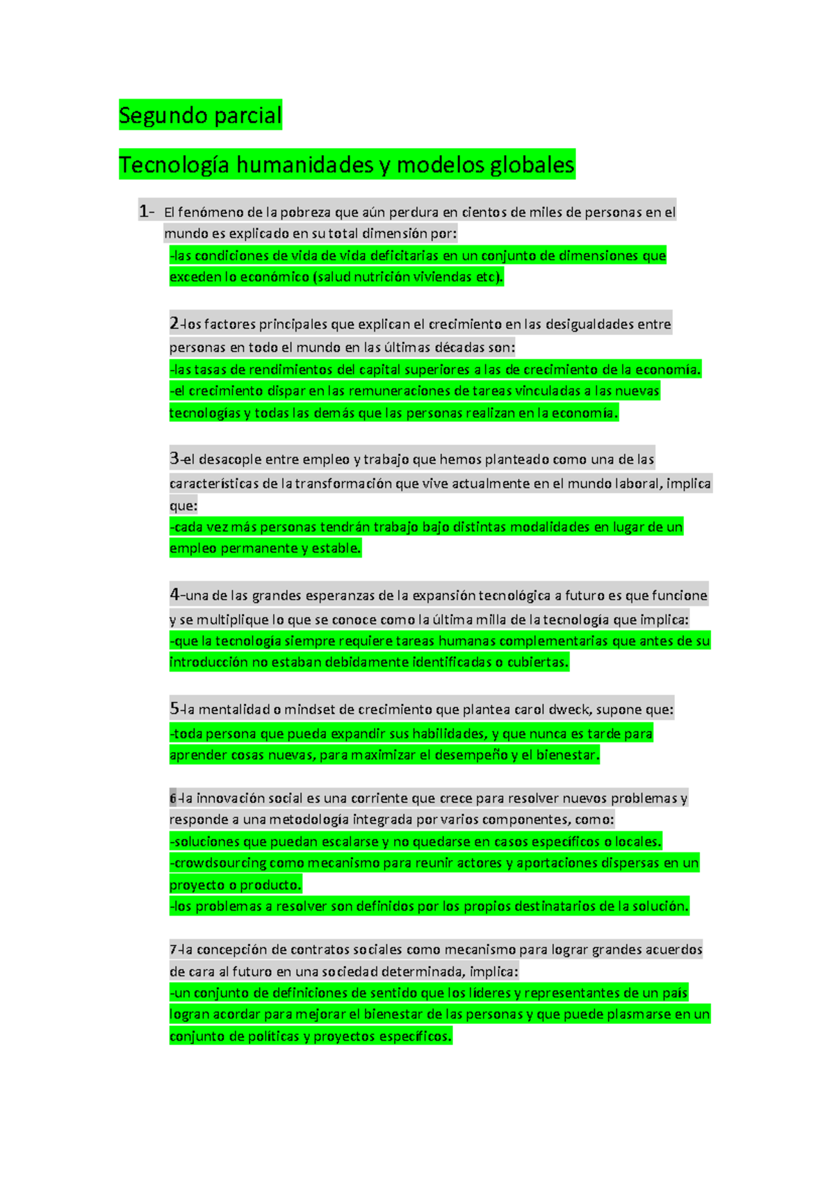 Segundo parcial tecnologia humanidades y modelos globales - 2 - los ...
