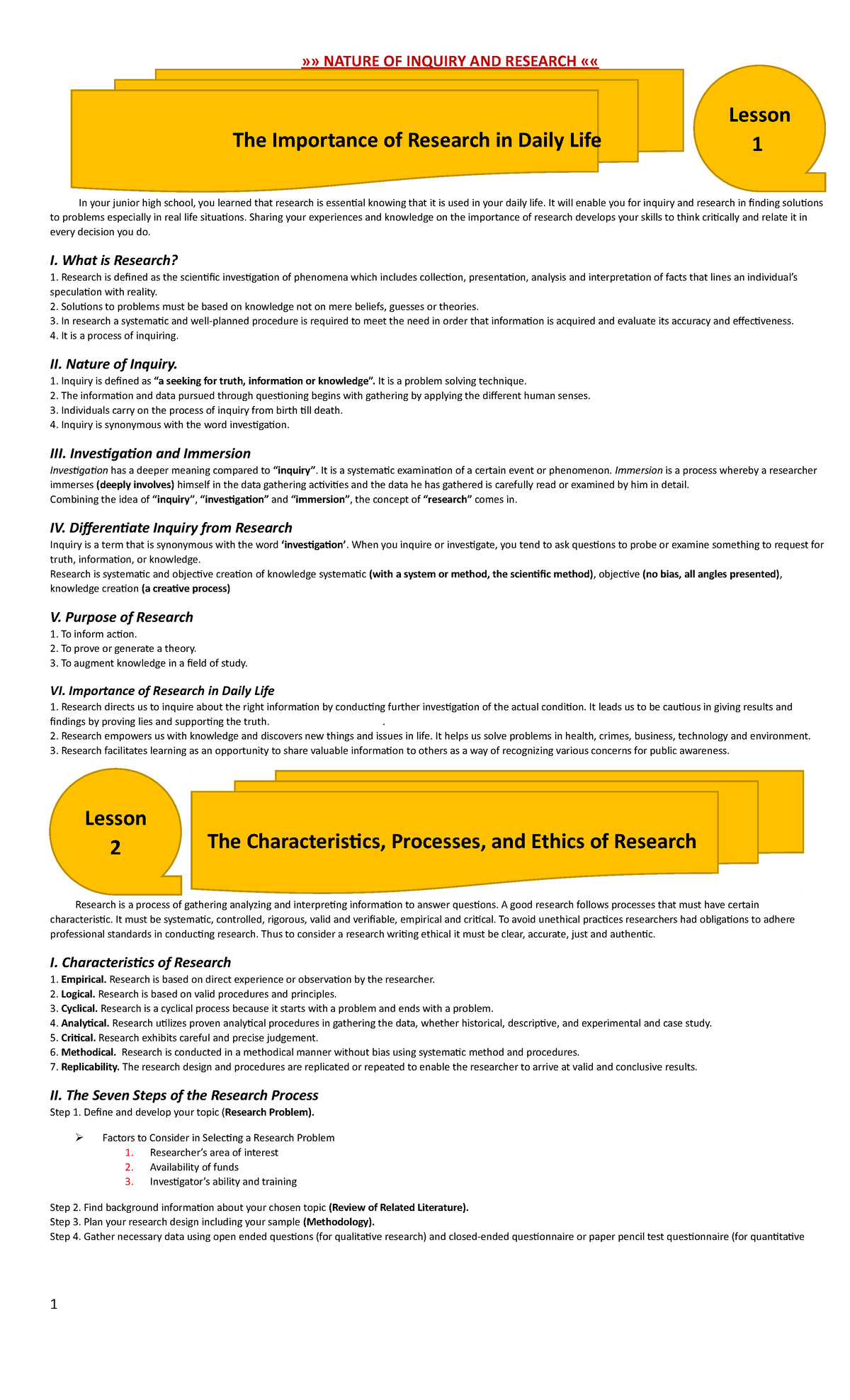 Practical Research 1 SLM 1 - In your junior high school, you learned ...