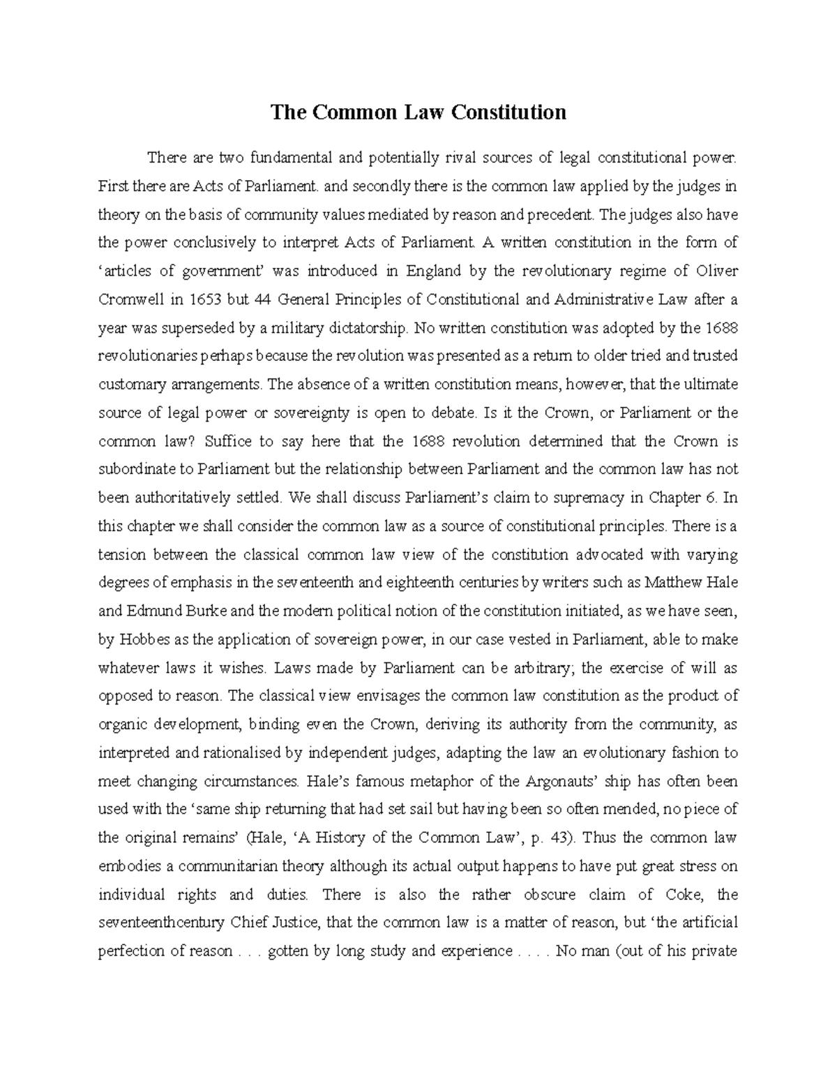 The Common Law Constitution - The Common Law Constitution There are two ...