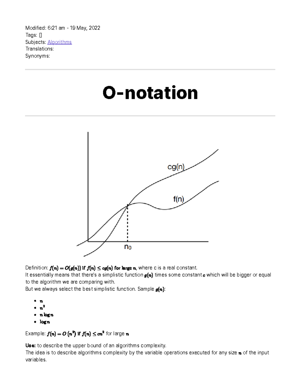 O-notation - Noter baseret på eNoter, forelæsninger, og ...