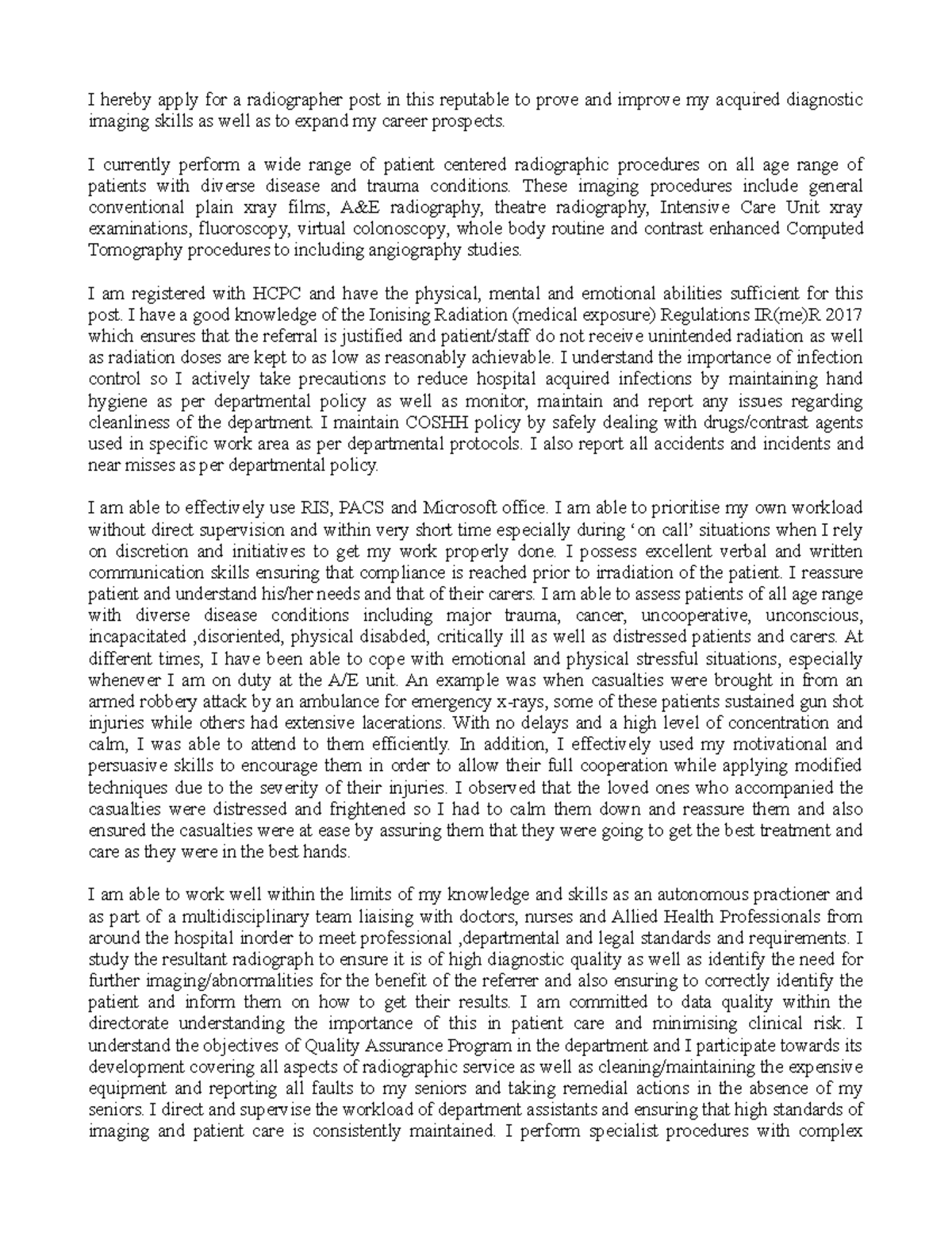 Supporting Info Kemi edit - I hereby apply for a radiographer post in ...