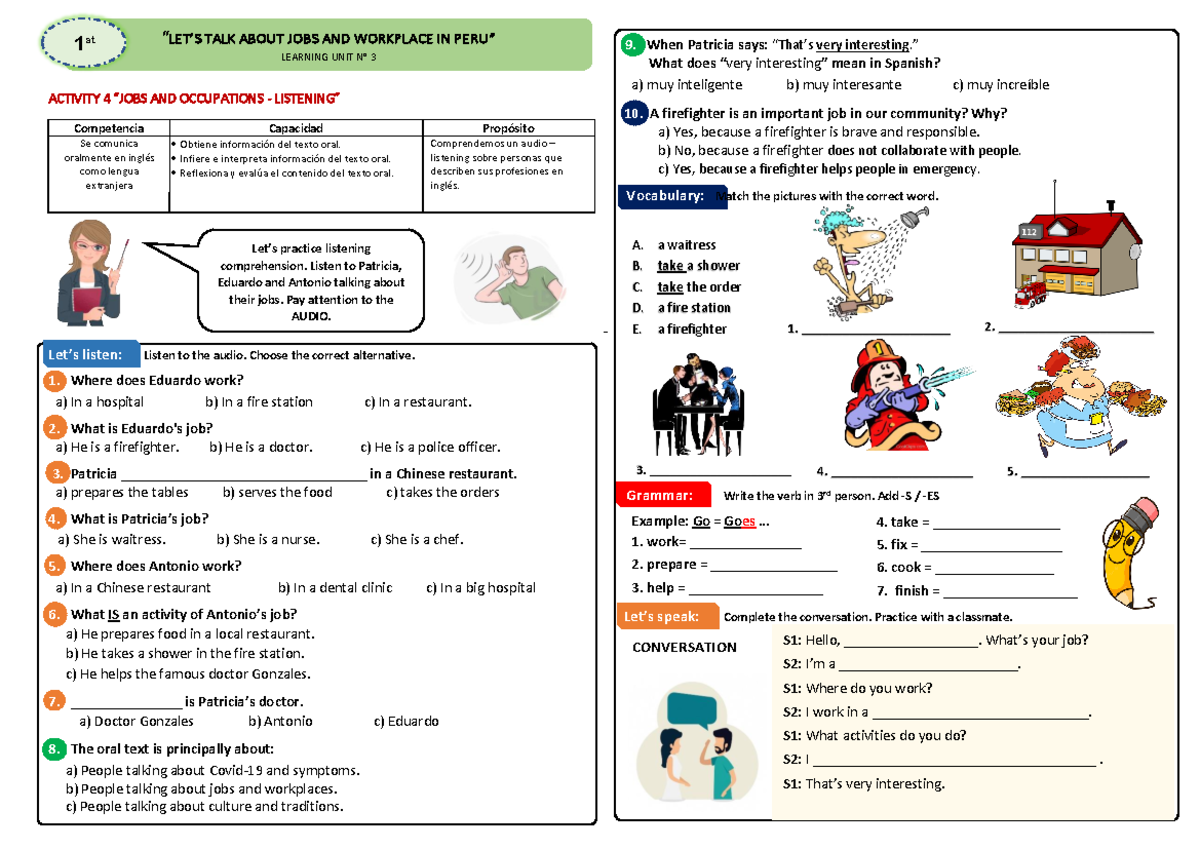 UA 3 - Activity 4- 1°-páginas - ACTIVITY 4 “JOBS AND OCCUPATIONS ...
