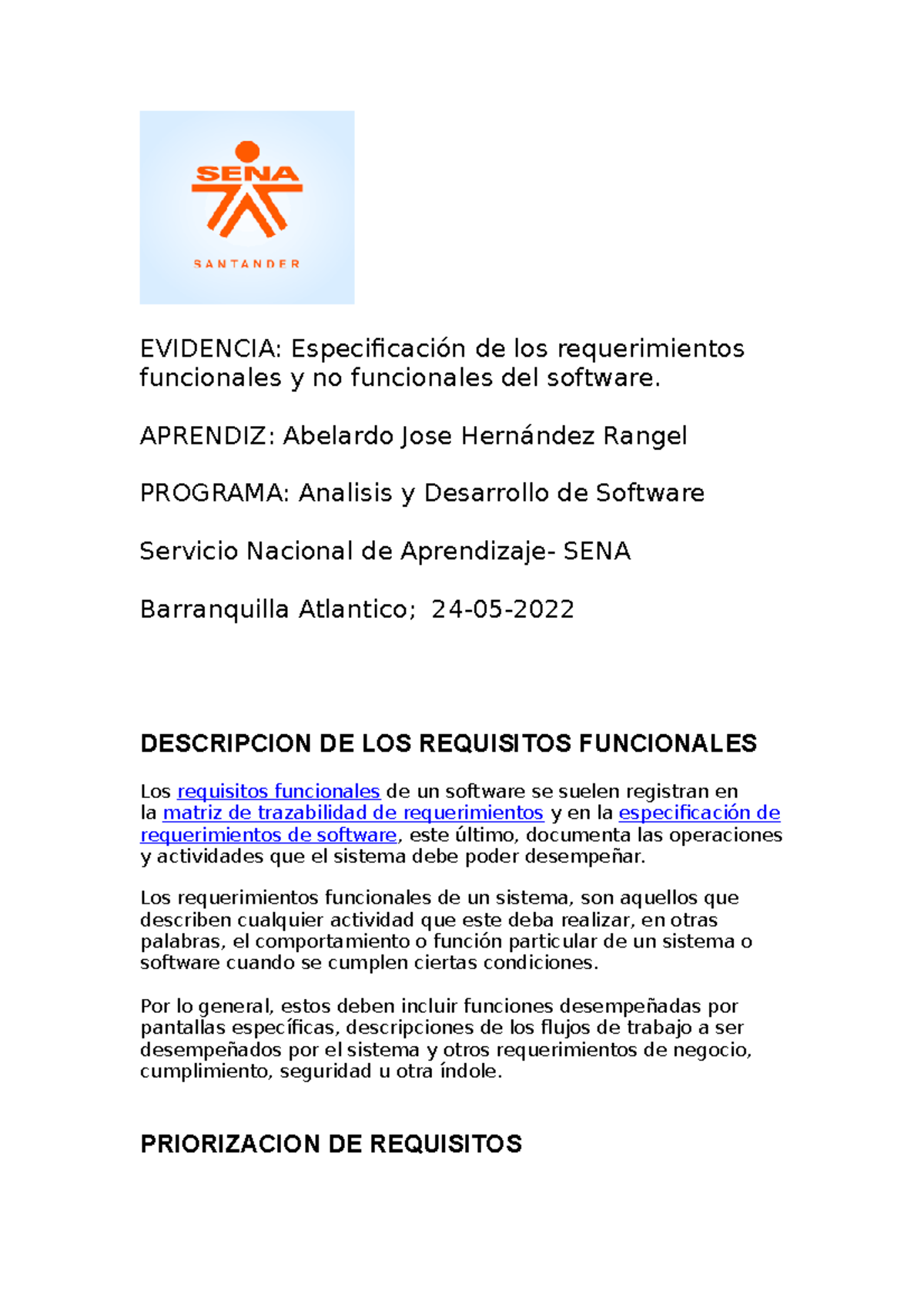 Especificacion DE Requerimientos Funcionales Y NO Funcionales DEL ...