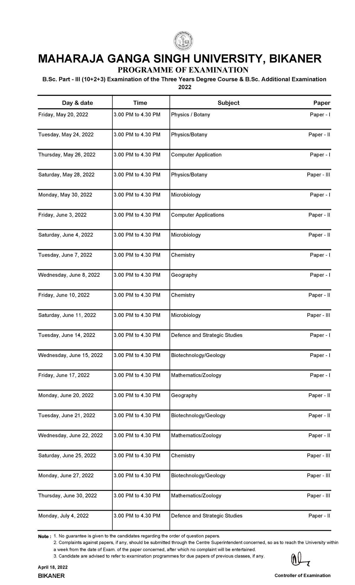 B-Sc-III - Vhjhgh - MAHARAJA GANGA SINGH UNIVERSITY, BIKANER PROGRAMME ...